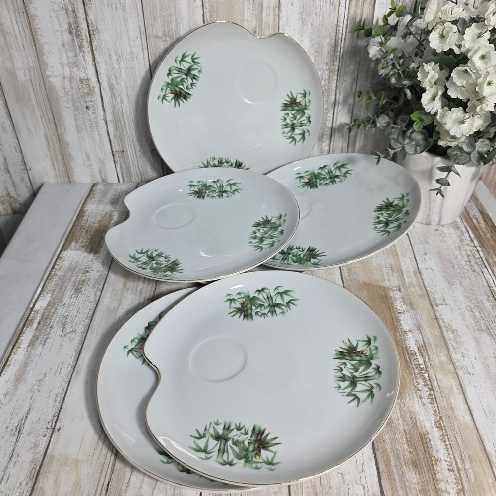 Crown China | Dining | Vintage Crown China Japan Bamboo Snack Plates ...
